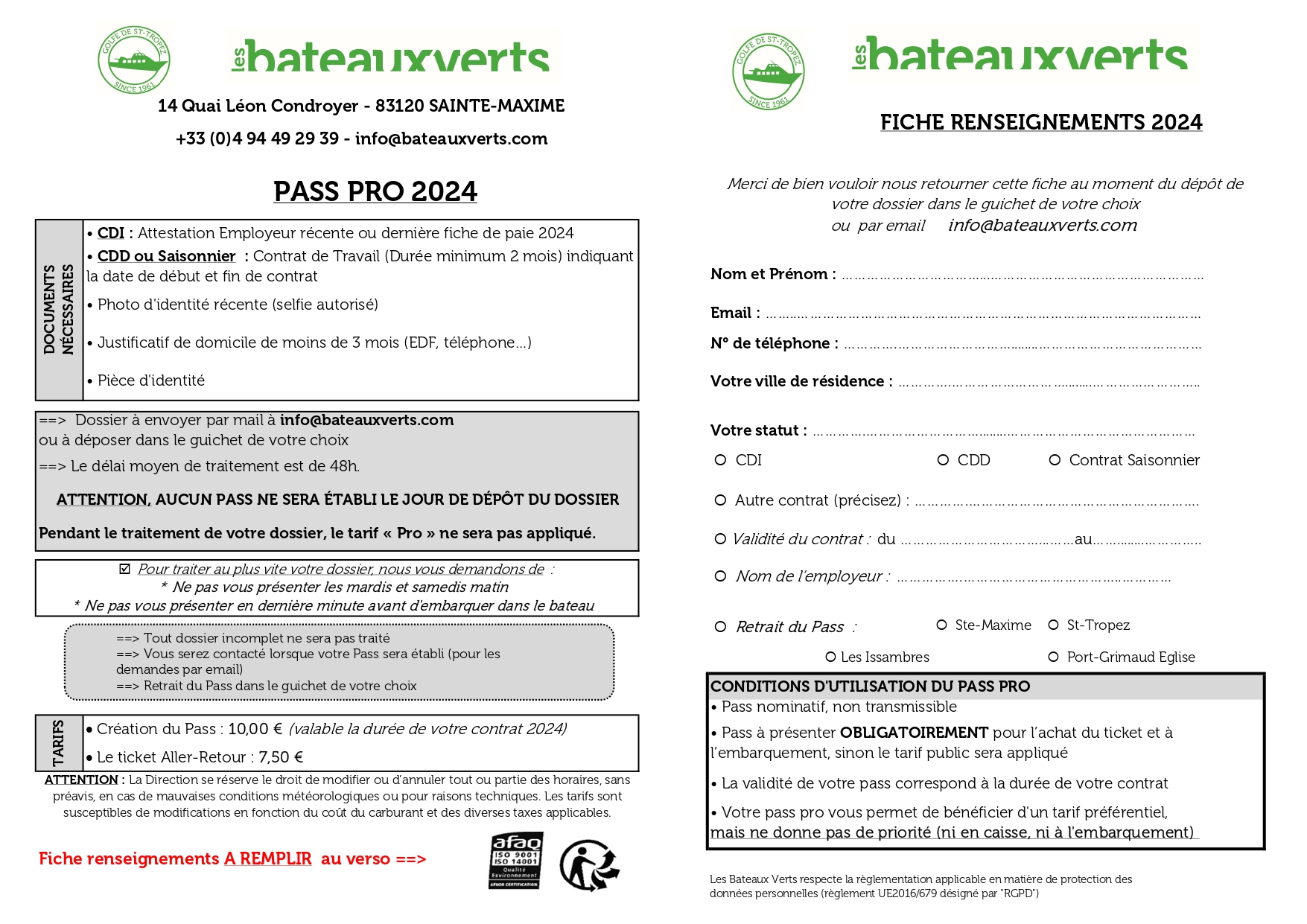 Abonnements - Les Bateaux Verts - Navettes et excursions